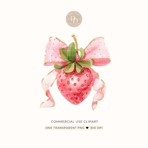 Strawberry Bow Clipart Strawberry Coquette Clipart Strawberry PNG Strawberry Girly Paper