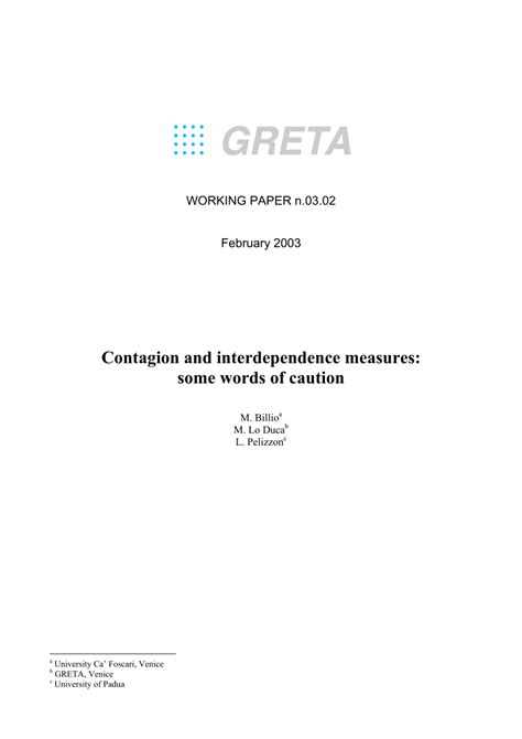 Pdf Contagion And Interdependence Measures Some Words Of Caution