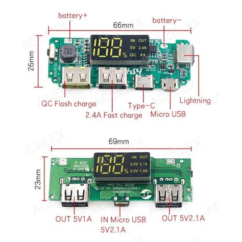 LED Dual USB V A Micro Type C USB Power Bank Charger MECHATRONX MAKING CREATIVITY