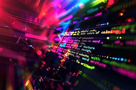 Colorful Code Lines On Black Background Displayed On Computer Screen Premium Ai Generated Image
