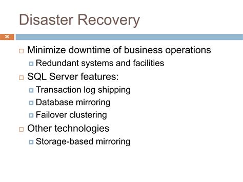 Sql Server High Availability And Disaster Recovery Pptx Databases Computer Software And