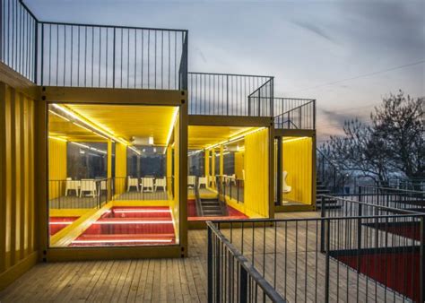 Stacked Shipping Containers Form Pavilion By Peoples Architecture Office