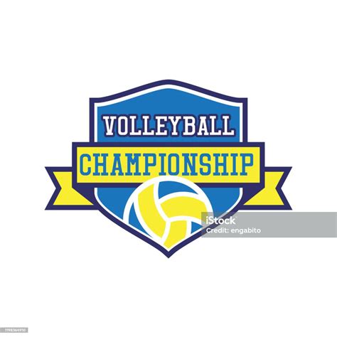 슬로건 태그 라인 벡터 일러스트에 대한 텍스트 공간이있는 발리 볼 아이콘 Championship에 대한 스톡 벡터 아트 및 기타