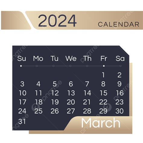 2024년 달력 3월 그라디언트 심플 블랙 골드 2024 달 일력 Png 일러스트 및 벡터 에 대한 무료 다운로드 Pngtree