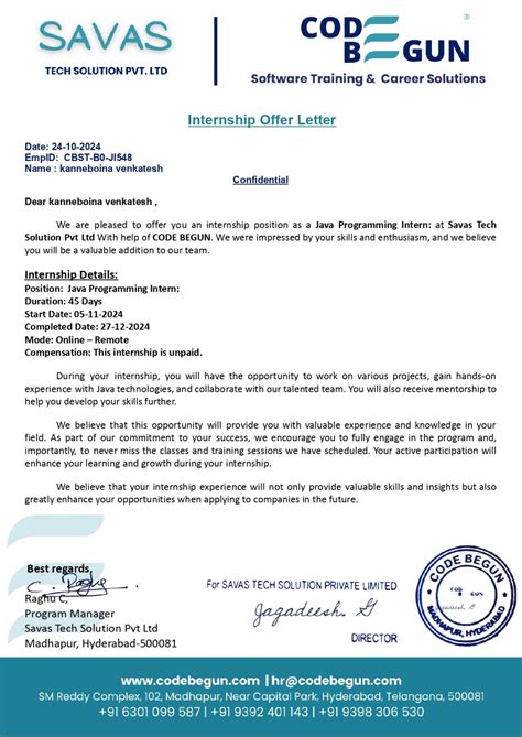 Venkatesh Kanneboina On Linkedin Codebegun Internship