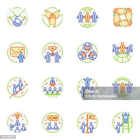 팀웍 아이콘 벡터 Teambuilding 로고와 협력 팀 통신 흰색 배경에 고립에서 우정 사업 제휴 일러스트 세트의 작동