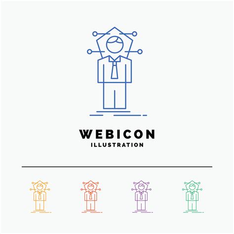 Business Connection Human Network Solution 5 Color Line Web Icon Template Isolated On White