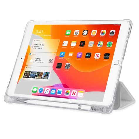 Ipad See Through Smart Case Leather Stand Cover With Pencil Holder For