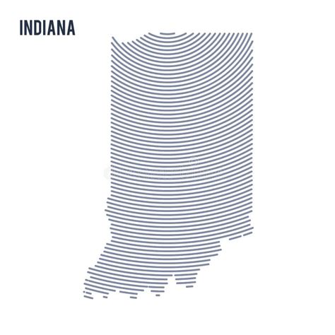 Vector Abstract Hatched Map Of Of State Of Indiana With Curve Lines Isolated On A White