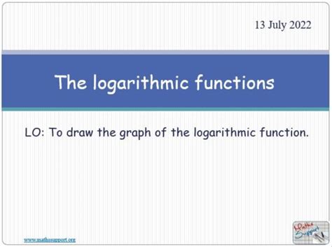Maths Igcse E3101 The Logarithmic Function