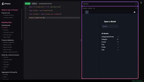 Try Out Prisma Playground With Runnable Examples Autocomplete Seeded Database And Prisma