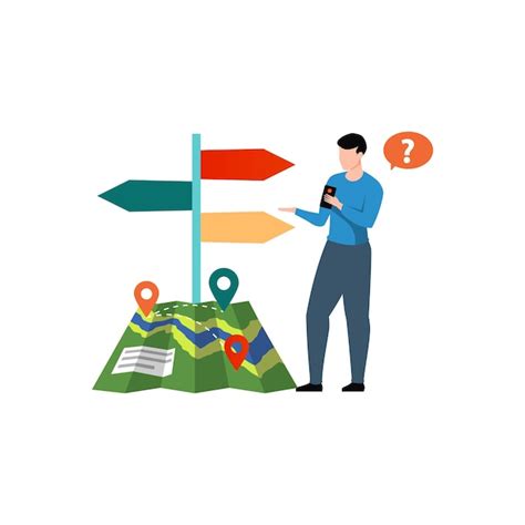 Premium Vector The Babe Is Looking For Directions On The Map