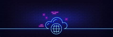 Cloud Computing Line Icon Internet Data Storage Sign Neon Light Glow Effect Vector Stock
