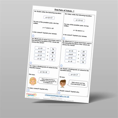 year 6 find pairs of values 1 reasoning and problem solving resource