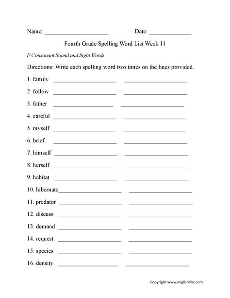 4th Grade Spelling Words Worksheets Printable Calendars At A Glance