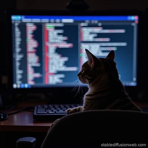 Cat Coding On A Big Screen Stable Diffusion Online Cat Coding On A Big Screen Stable Diffusion Online