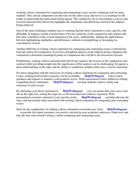 How To Write A Thesis Statement For Comparing And Contrasting Essays Pdf Essays Thesis