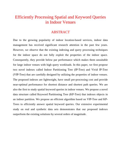 Efficiently Processing Spatial And Keyword Queries In Indoor Venues