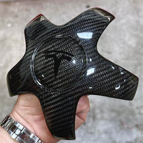 2022 Model X 20 Cyberstream Center Wheel Hubs Real Molded Carb