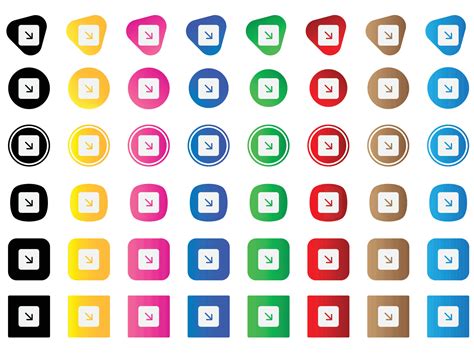 Arrow Down Right Square Icon Web Icon Set Icons Collection Simple Vector Illustration