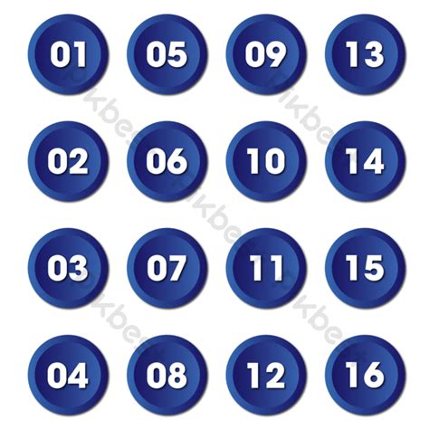 Set Of Bullets And Numbering From One To Sixteen With Blue Gradient Vector Png Images Ai Free