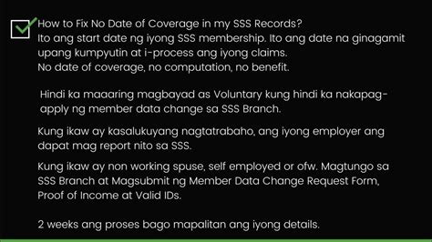 How To Fix No Date Of Coverage In My Sss Records Youtube