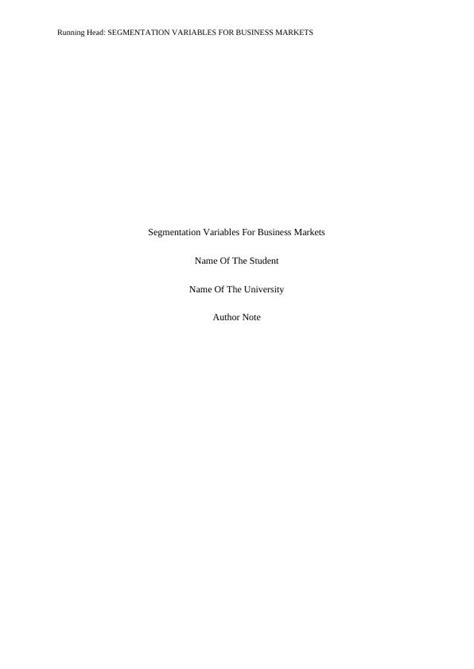 Segmentation Variables For Business Markets