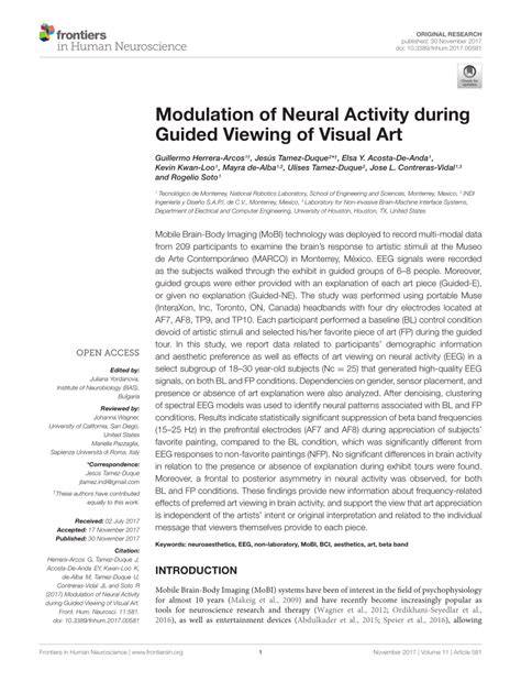 PDF Modulation Of Neural Activity During Guided Viewing Of Visual Art