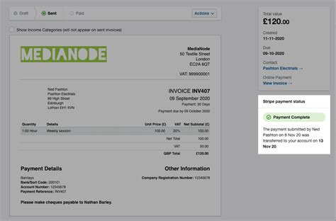 how to take invoice payments with stripe freeagent