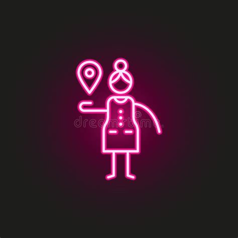 Map Pointer Woman Neon Style Icon Simple Thin Line Outline Vector Of Travel Icons For Ui And