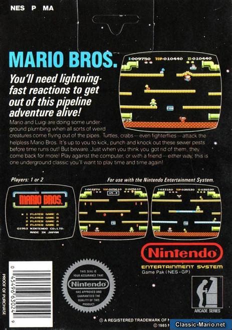 Mario Bros Arcade Classic Series Nes Box Art