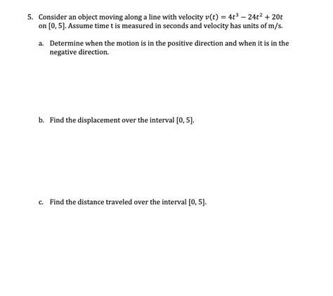 Solved Consider An Object Moving Along A Line With Chegg