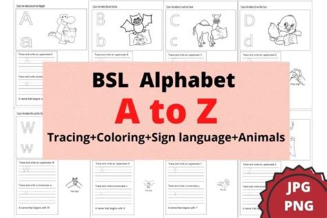 Bsl Alphabet A To Z Worksheet Bundle Bundle · Creative Fabrica