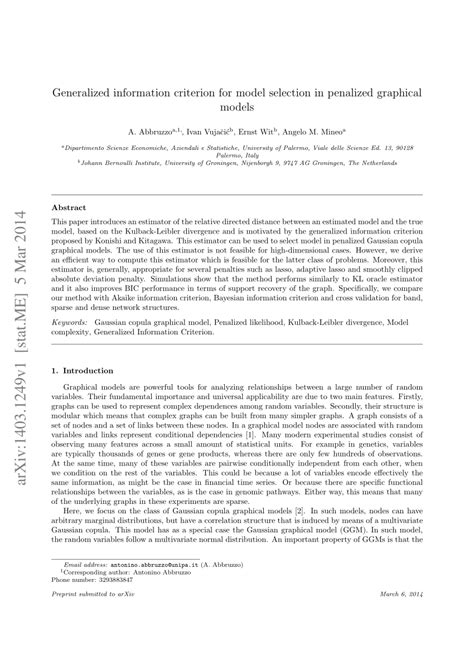 Pdf Generalized Information Criterion For Model Selection In Penalized Graphical Models