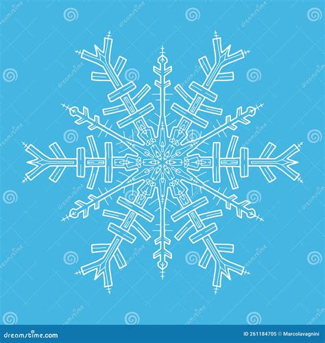 Snowflake Sketch Vector On Light Blue Stock Vector Illustration Of Frozen Crystal 261184705