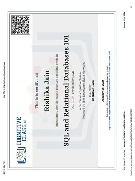 Certificate Of Sql Pdf