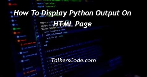 How To Display Python Output On Html Page