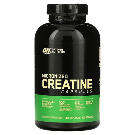 Optimum Nutrition Micronized Creatine Capsules, 200 Capsules, Pure ...