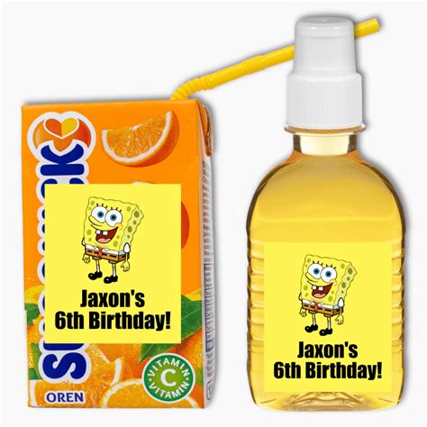 Personalised Spongebob Squarepants Party Rectangle Stickers 72 X Labels