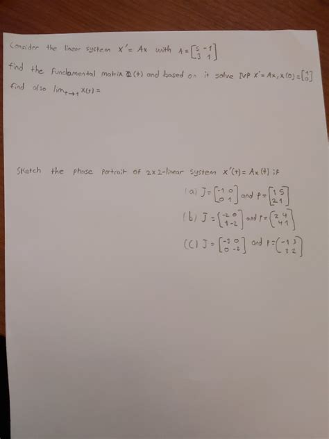 solved consider the lineor system x ax with a 5 11 find