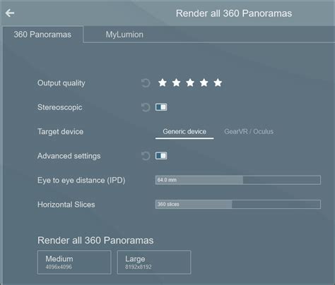 What Do The Render Settings Mean In Panorama Mode Lumion User Support