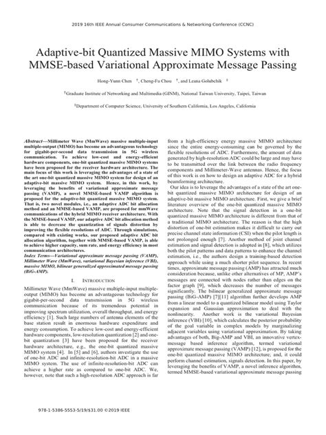 Adaptive Bit Quantized Massive Mimo Systems With Mmse Based Variational