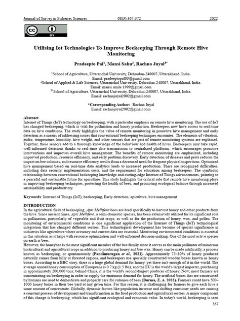 Utilising Iot Technologies To Improve Beekeeping Through Remote Hive Pdf Beekeeping Bees