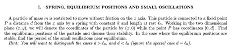 Solved I Spring Equilibrium Positions And Small
