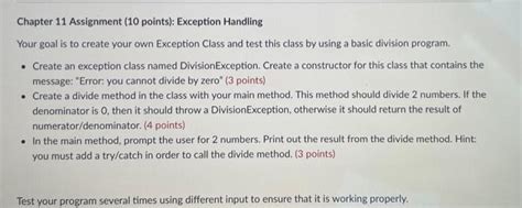 Solved Chapter 11 Assignment 10 Points Exception Handling