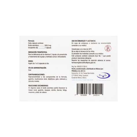 Acido Ascorbic 500mg 10 Cápsulas Lgen Farmacias Puntomx Queretaro