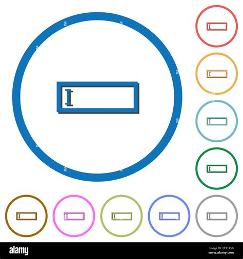 editbox with editing cursor flat color vector icons with shadows in