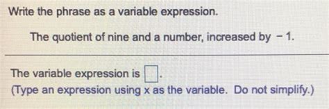 solved write the phrase as a variable expression the