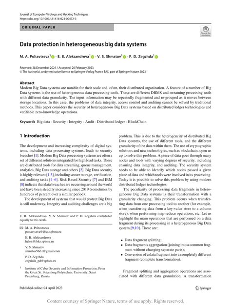 Data Protection In Heterogeneous Big Data Systems Request Pdf