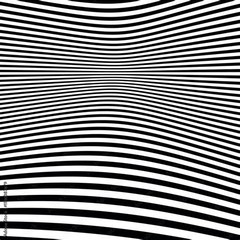 Optical Illusion Op Art Wavy Background With Black And White Stripes Texture Stock Vector